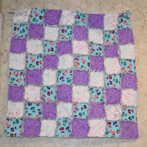 Fox Rag Quilt With Aqua and Purple With Matcing Lovey - Etsy