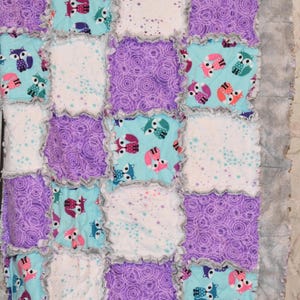 Fox Rag Quilt With Aqua and Purple With Matcing Lovey - Etsy