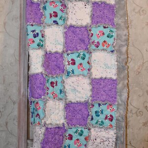 Fox Rag Quilt With Aqua and Purple With Matcing Lovey - Etsy