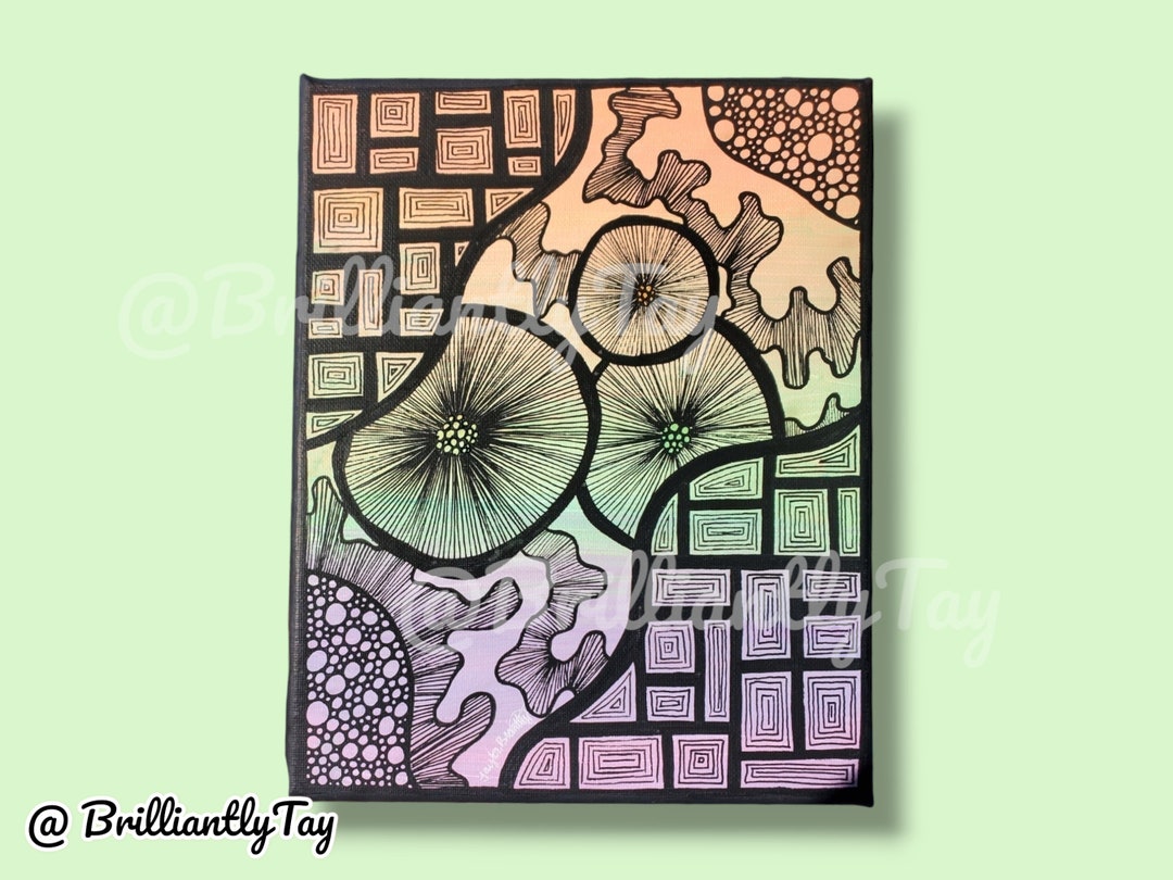 Original Painting – Abstract Line Work Painting - Acrylic on 8” X 10 ...