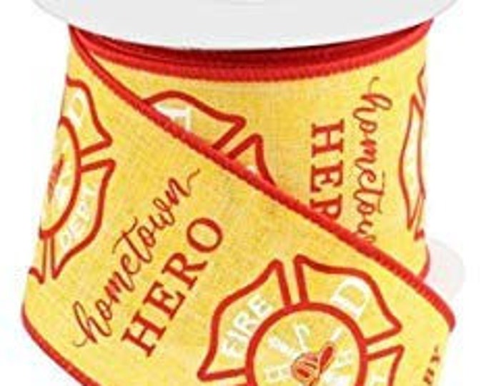 Ships Free Over 35 in US - Firefighter Badge Wired Edge Ribbon - 2.5" X ...