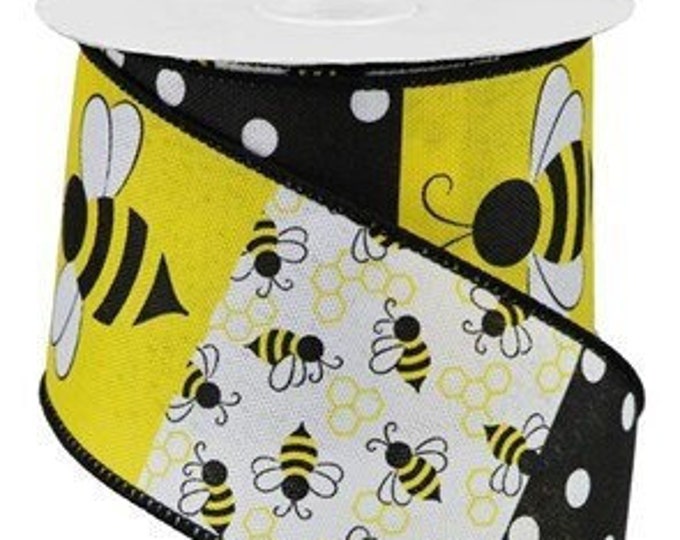 Ships Free Over 35 in US - Bumble Bee Block & Polka Dots Wired Edge ...