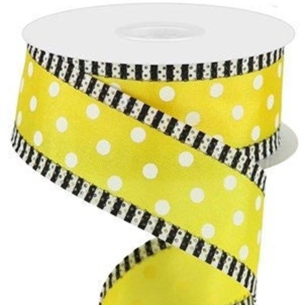 Yellow and Black Wired Ribbon - Etsy