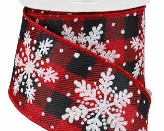 Ships Free Over 35 in US Falling Snowflakes Patterned Wired Edge Ribbon ...