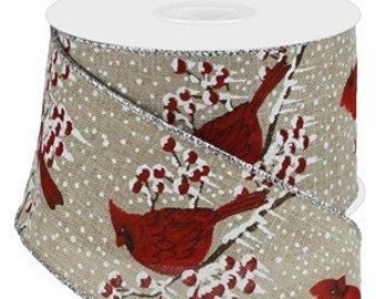 Ships Free Over 35 in US Cardinals on Tree Branch With Snow Wired Edge ...