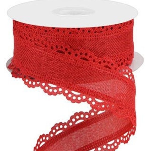 Red Lace Ribbon - Etsy