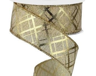 1.5 Metallic Gold Ribbon No Glitter Wired Edges 10 Yards Cut - Etsy