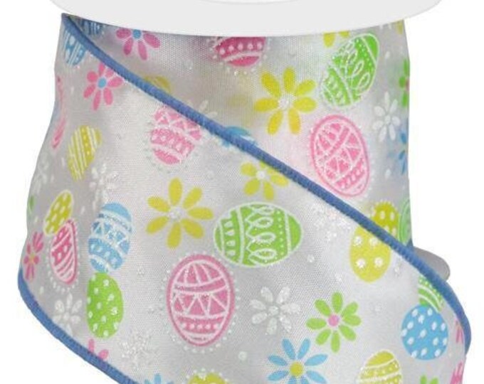 Ships Free Over 35 in US Easter Eggs Patterned Wired Edge Ribbon, 2.5 X ...