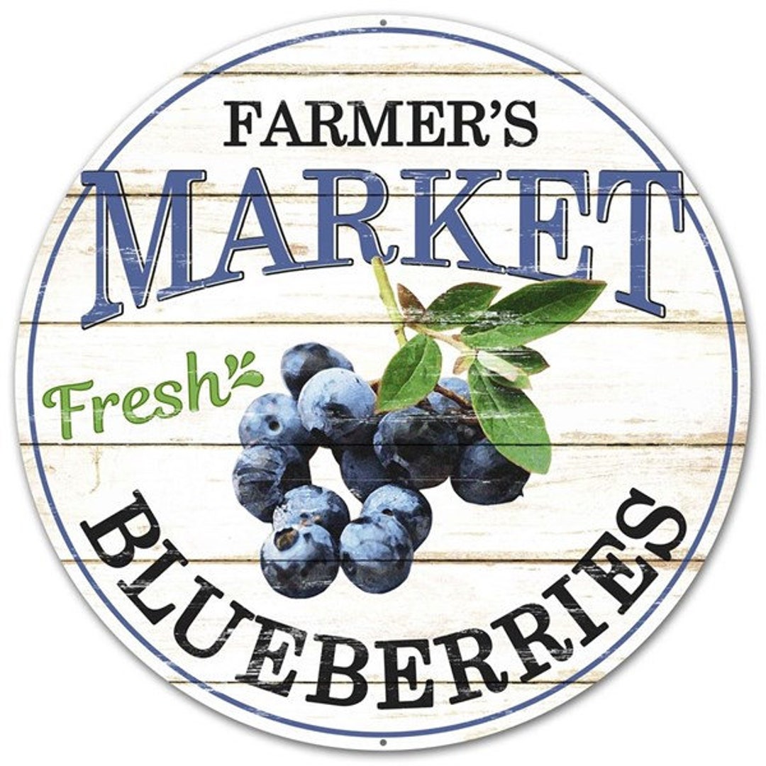 Ships Free Over 35 in US - Farmer's Market Fresh Blueberries Metal ...