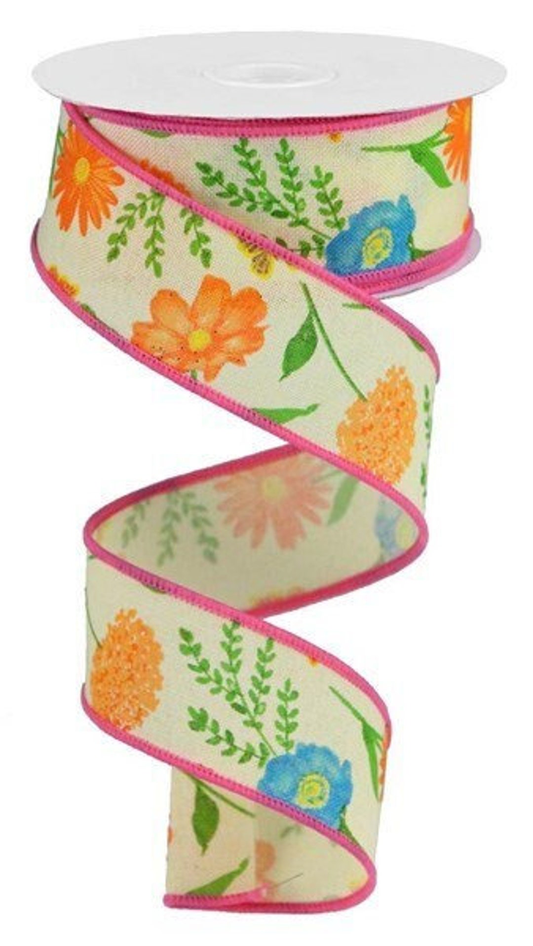 Ships Free Over 35 in US - Spring Wildflowers Wired Edge Ribbon, 1.5" X ...