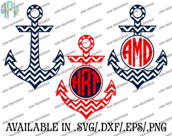Digital Cut File Split Anchor SVG DXF EPS Nautical | Etsy