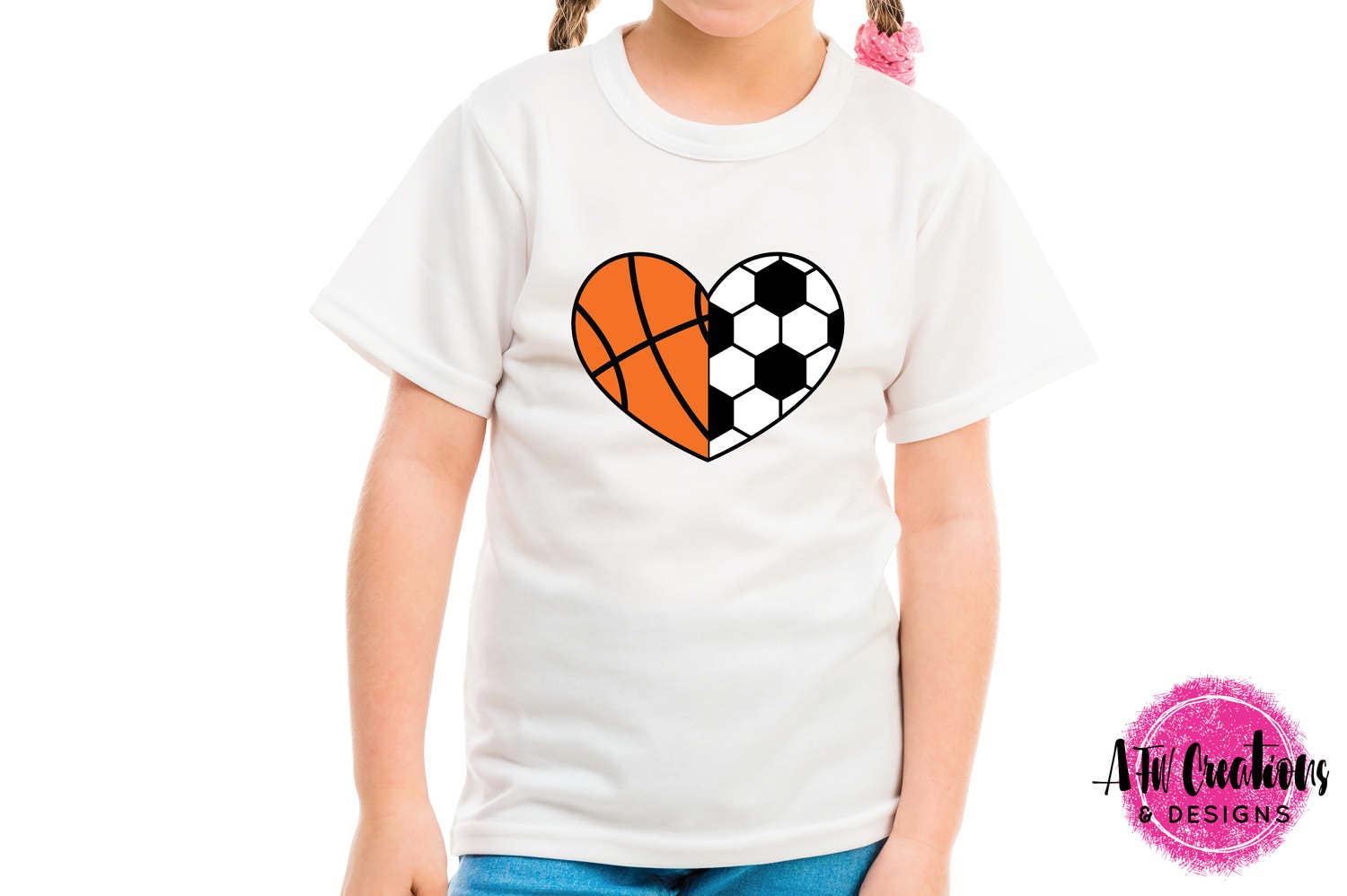 Half Sports Hearts, SVG, DXF, EPS, Cut Files, Mix to Create Full Heart ...