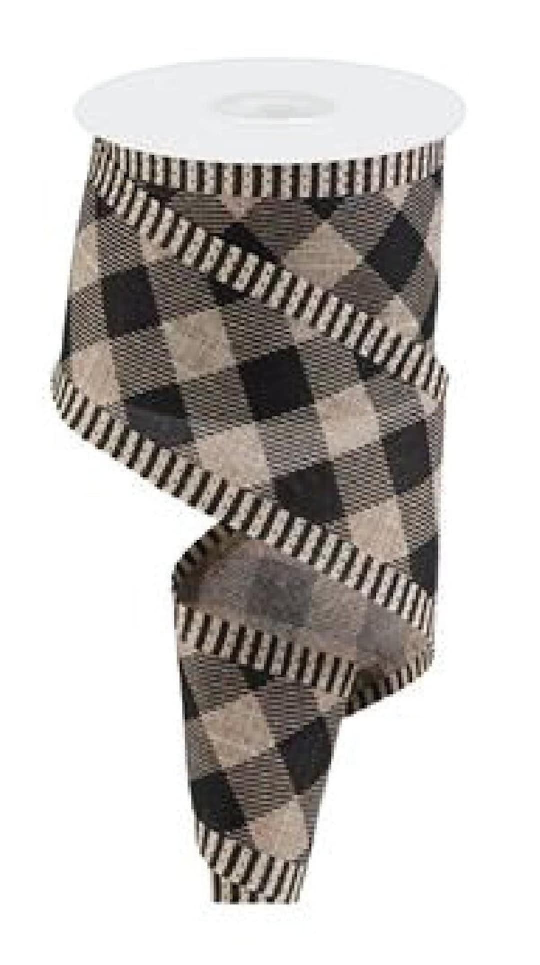 Ships Free Over 35 in US - Diagonal Check With Stripe Border Wired Edge ...