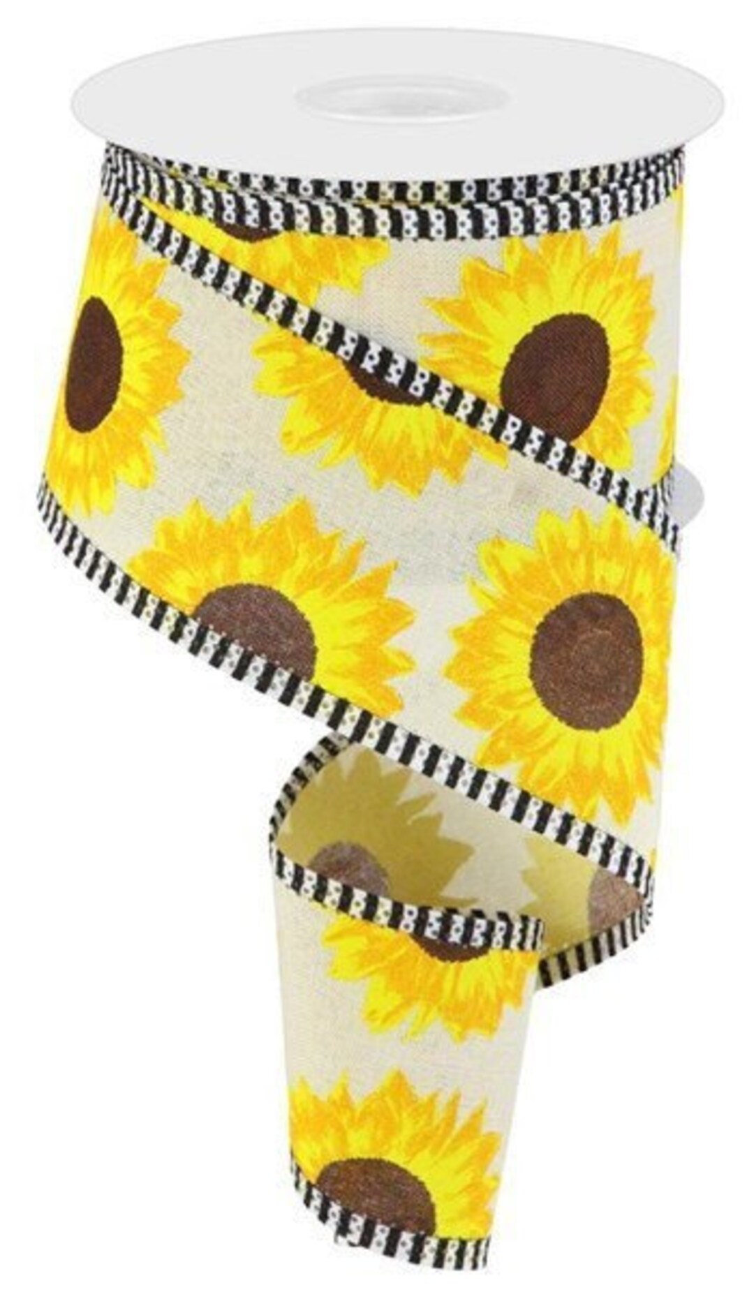 Ships Free Over 35 in US - Multi Sunflowers Ribbon With Striped Wired ...
