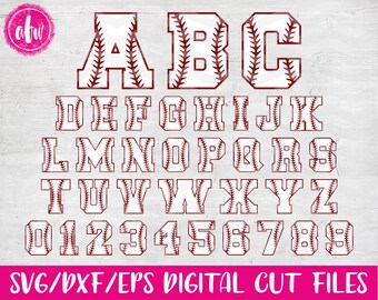 Baseball Alphabet Laces Stitches Letters Numbers SVG PNG DXF Eps ...