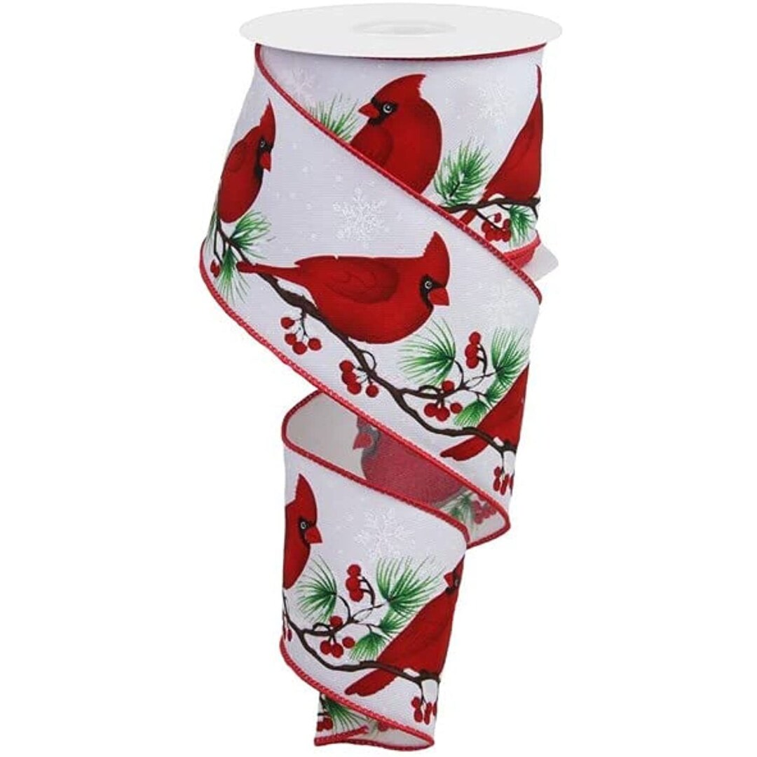 Ships Free Over 35 in US Cardinals on Tree Branch With Snow Wired Edge ...