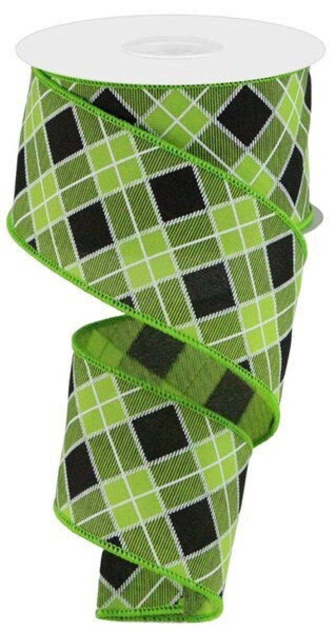 Ships Free Over 35 in US - Diagonal Plaid Check Wired Edge Ribbon, 2.5 ...