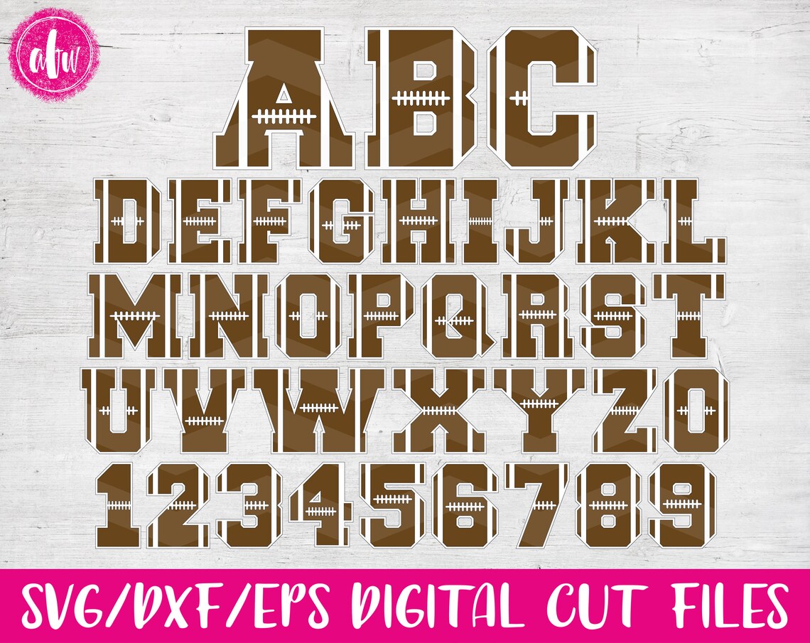 Football Letters & Numbers, SVG, DXF, EPS, Cut Files, Sports, Varsity ...