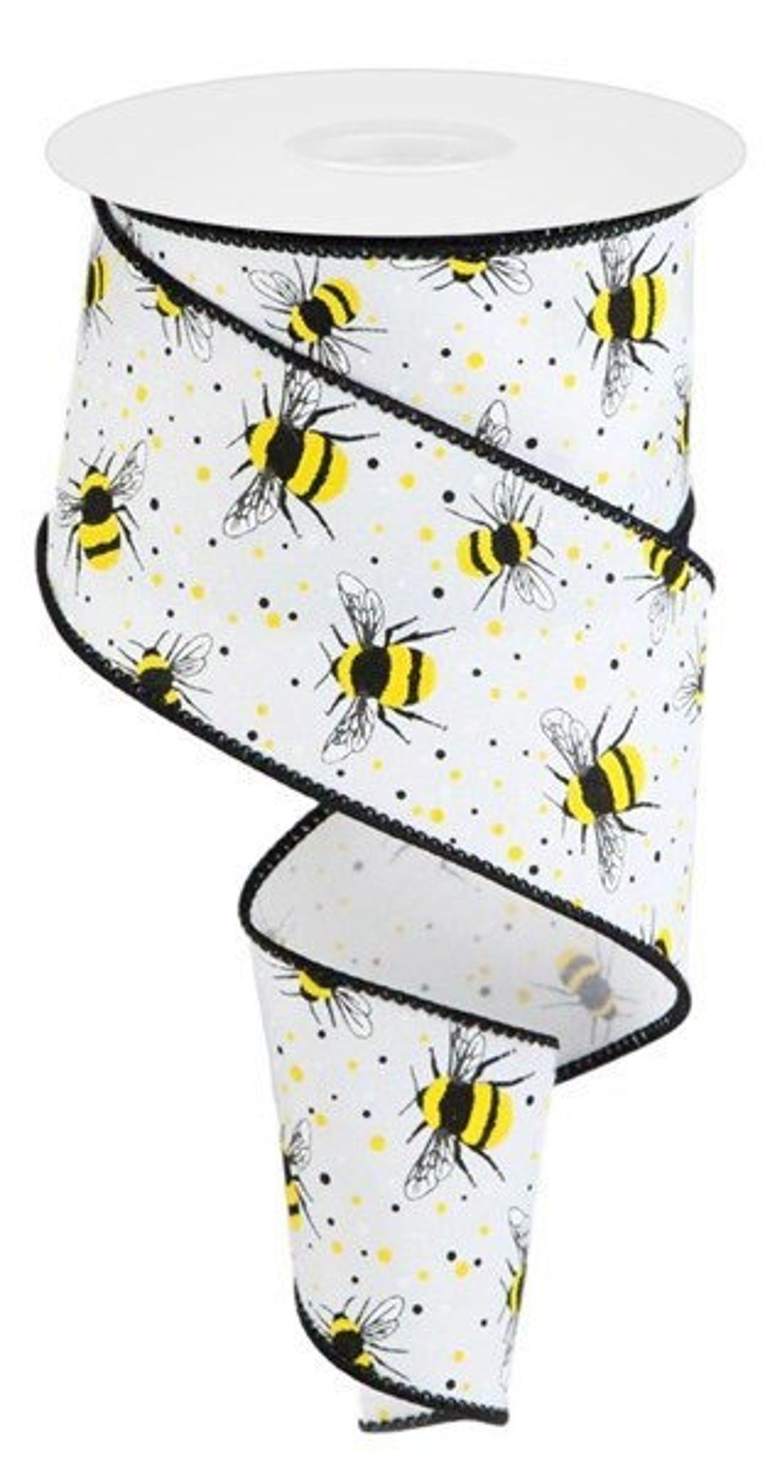 Ships Free Over 35 in US - Bumble Bees & Polka Dots Wired Edge Ribbon ...