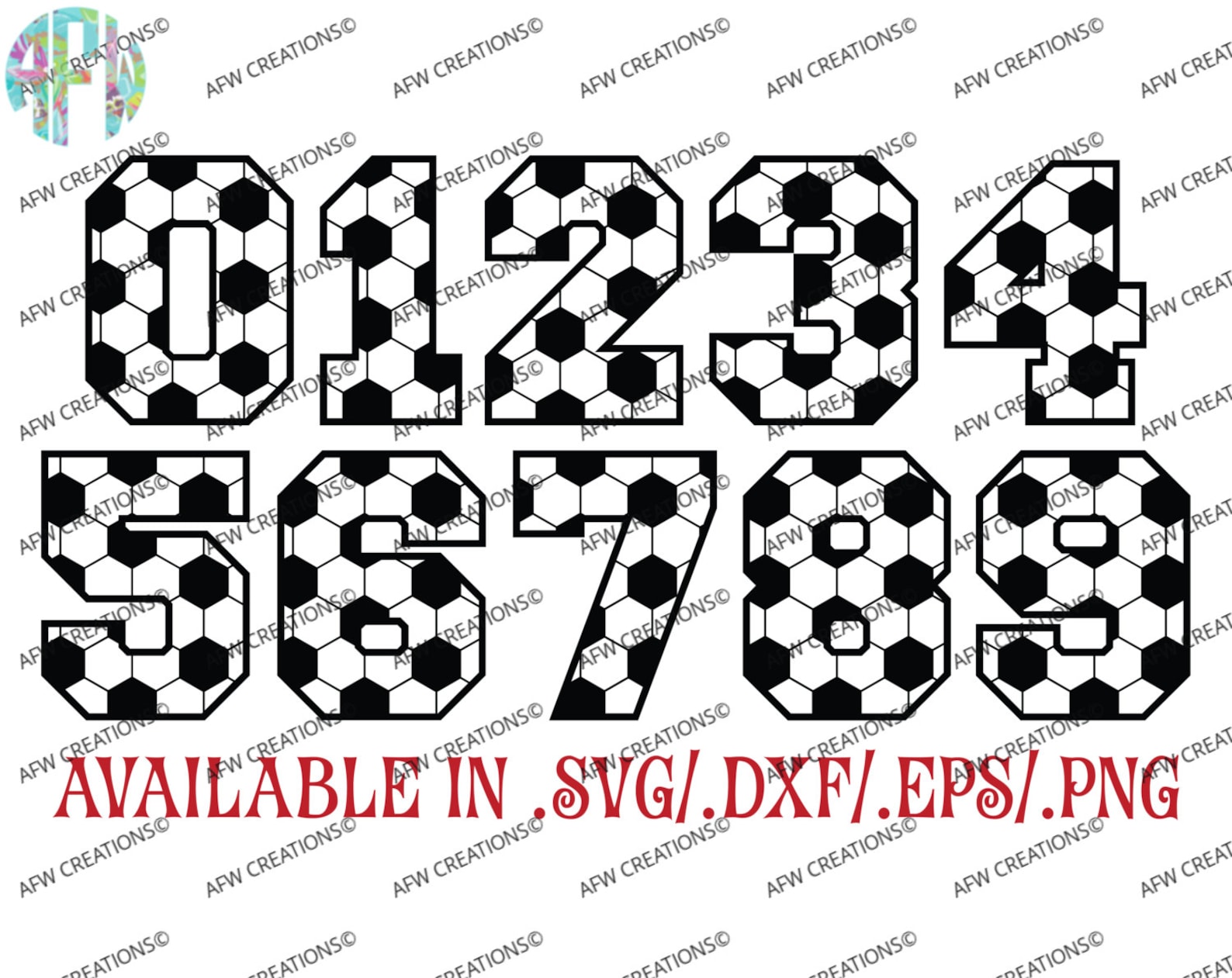 Digital Cut Files Soccer Numbers SVG DXF EPS Sports - Etsy