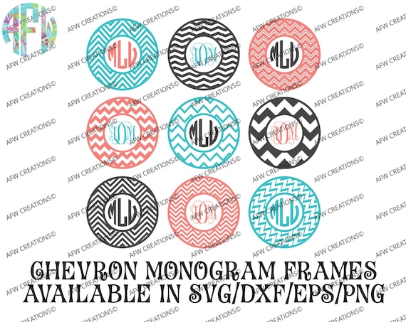 Digital Cut Files Chevron Monogram Frames SVG DXF EPS | Etsy