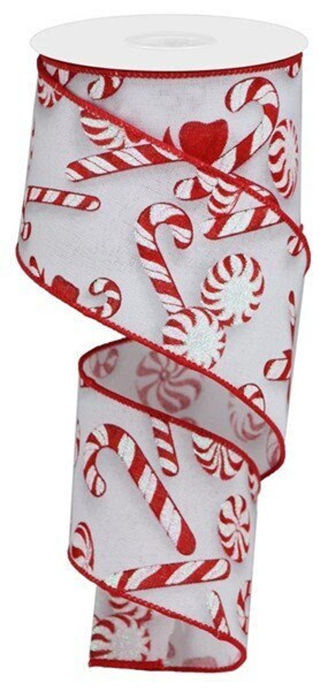 Christmas Candy Canes & Peppermint Candy Wired Edge Ribbon, 2.5" X 10 ...