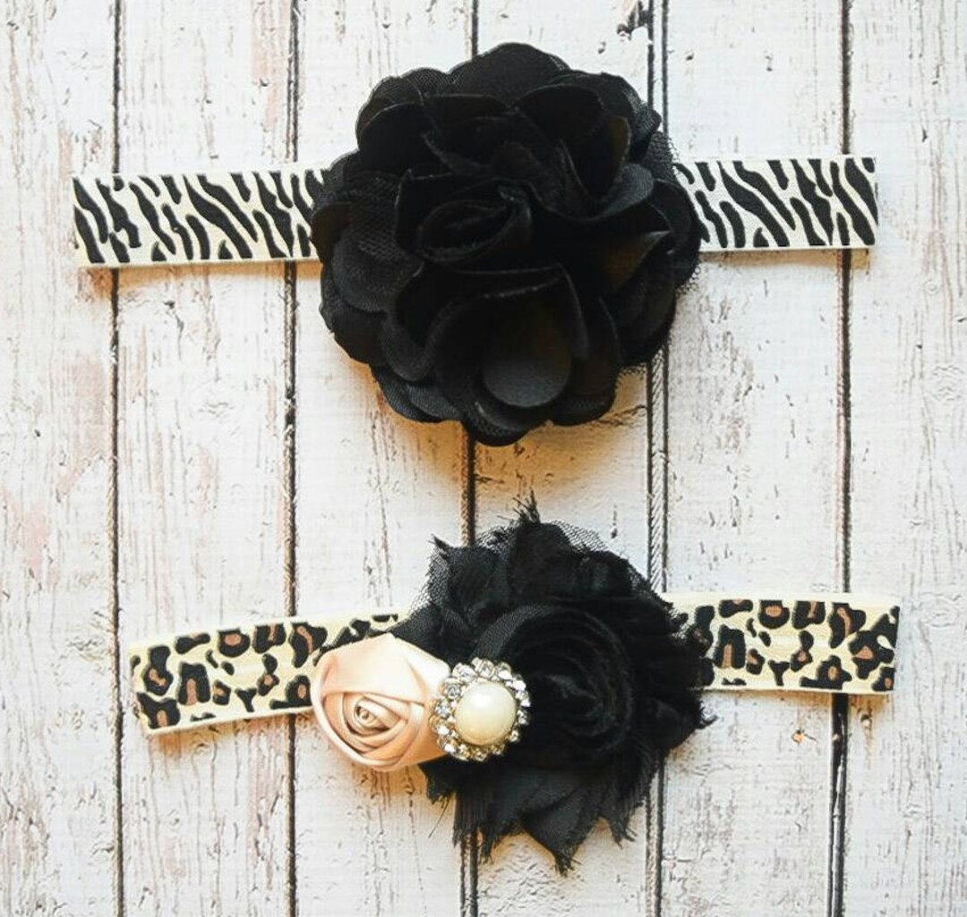 Cheetah and Zebra Animal Print Set of Two Headbands, Newborn Headband ...
