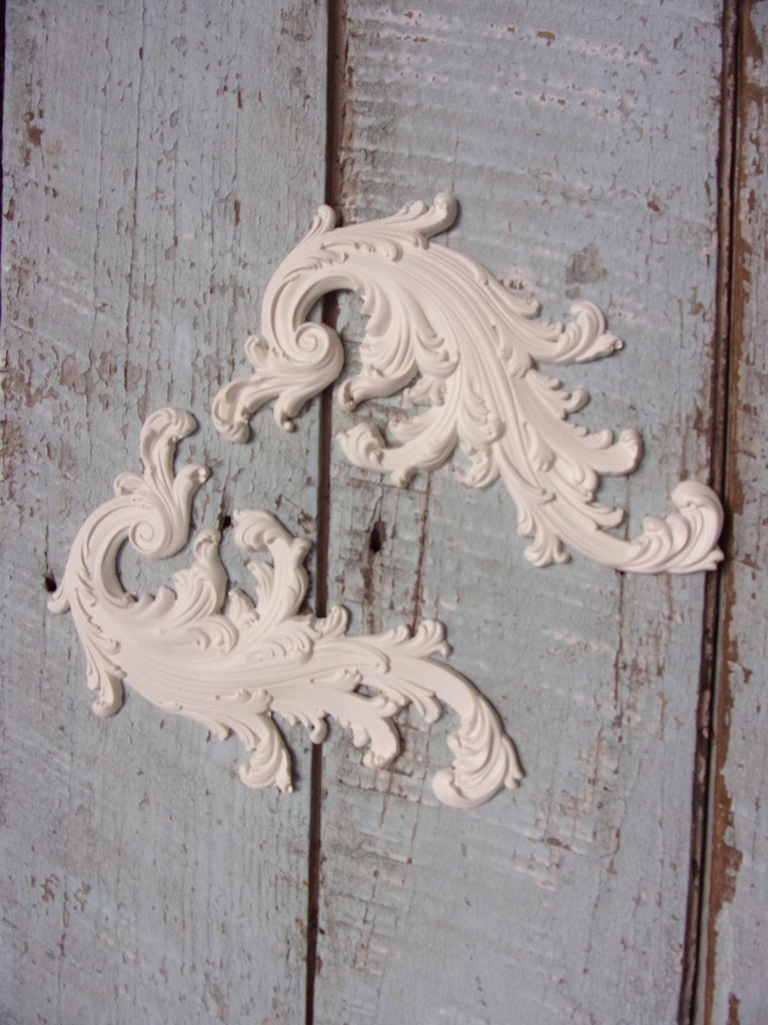 Shabby Chic Furniture Appliques LARGE LEAFY Scrolls Flexible 2 PC ...