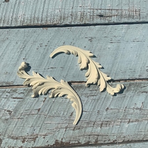 FLORAL LEAVES Pair Furniture Appliques Onlays Architectural Mouldings ...