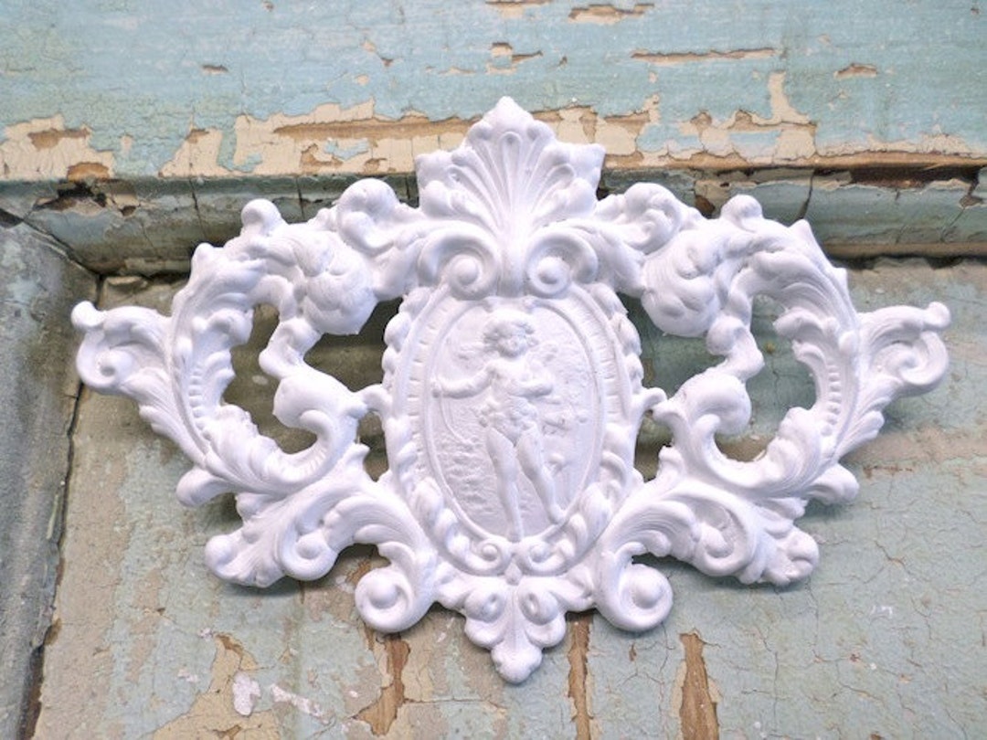 ANGEL CHERUBS Architectural Crest Furniture Appliques Onlays Wall Decor ...