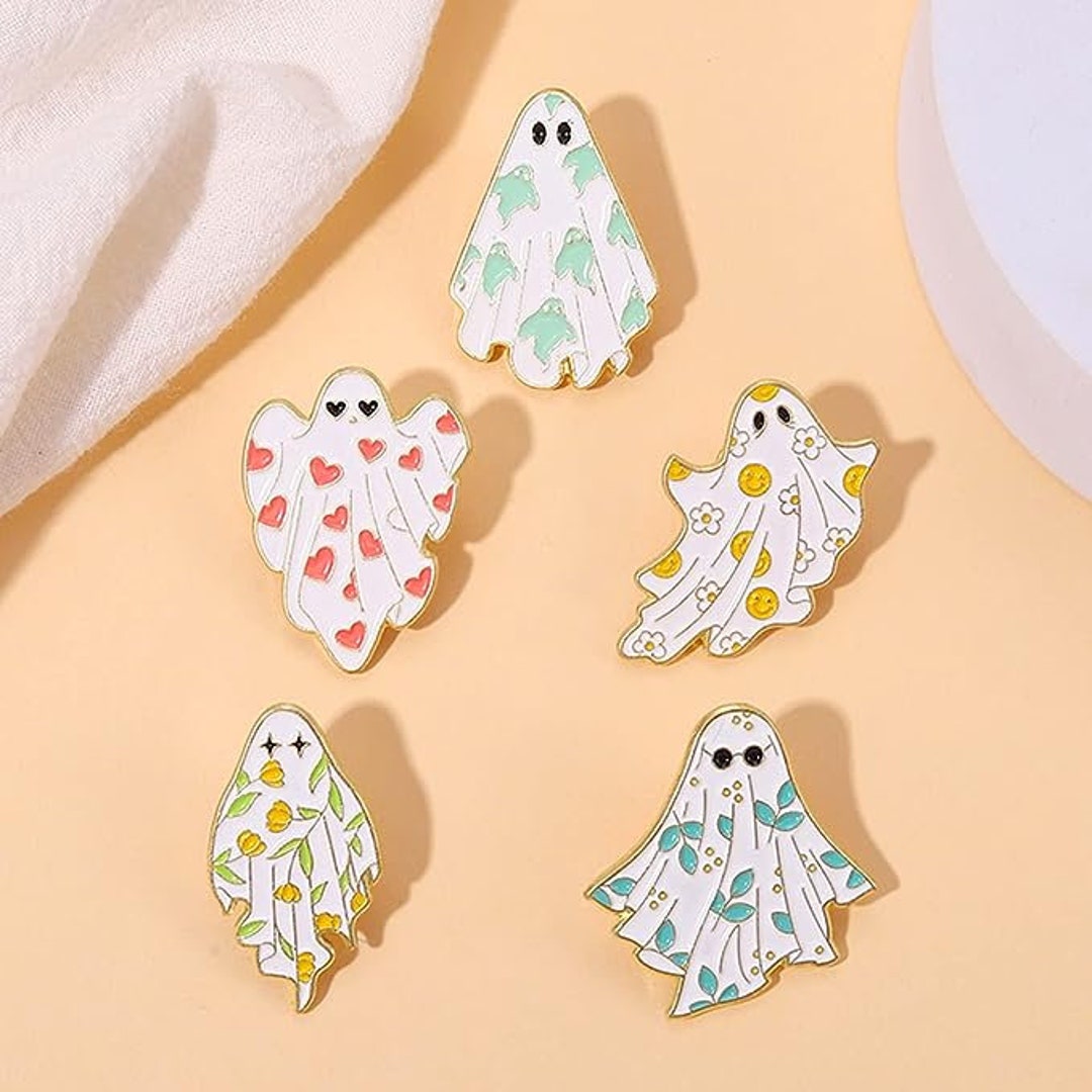 Cute Ghost Enamel Pins, Cute Halloween Enamel Pins, Holiday Enamel Pins ...
