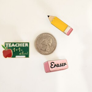 Back to School Enamel Pin Set Eraser, Chalkboard, and Pencil. Teacher's ...