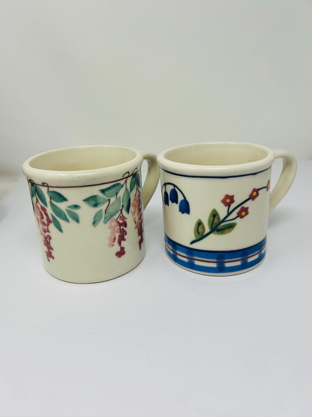 Vintage Hartstone Plaid Wildflowers - Wisteria Coffee Mugs Set of 2 - Etsy