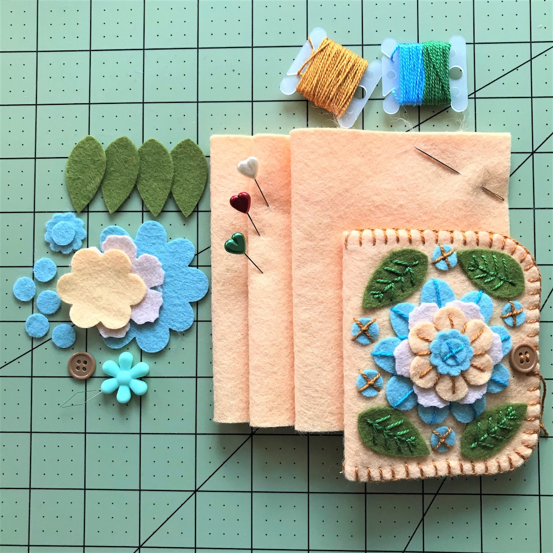 Spring Garden DIY Felt Needle Case Kit Needle Book Kit - Etsy