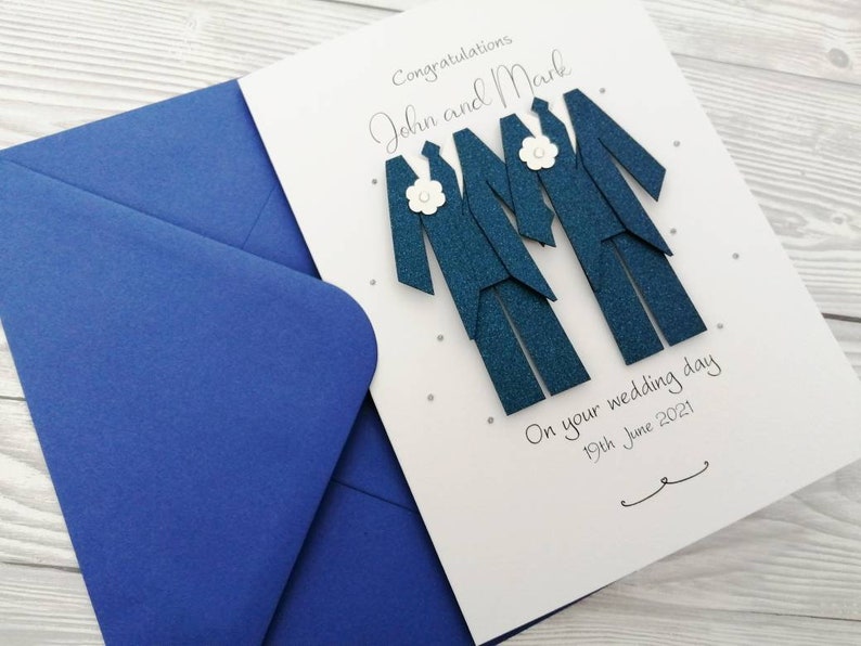 Same Sex Gay Wedding Card Wedding Day Card Grooms Card Etsy Uk