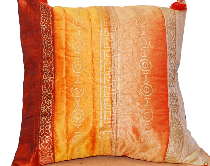 Orange Mustard Rust Pillow Cover Tasseled Pillow Decorative - Etsy