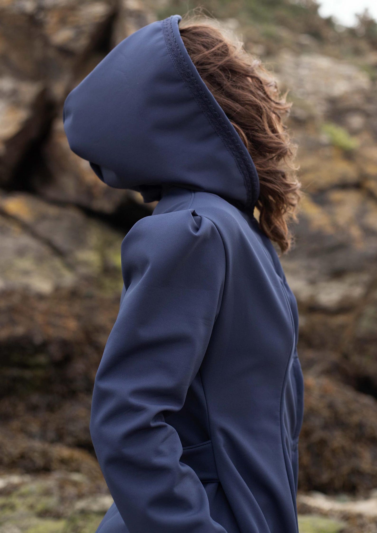 Long Hooded Raincoat, Blue Rain Jacket, Victorian Rain Coat ...