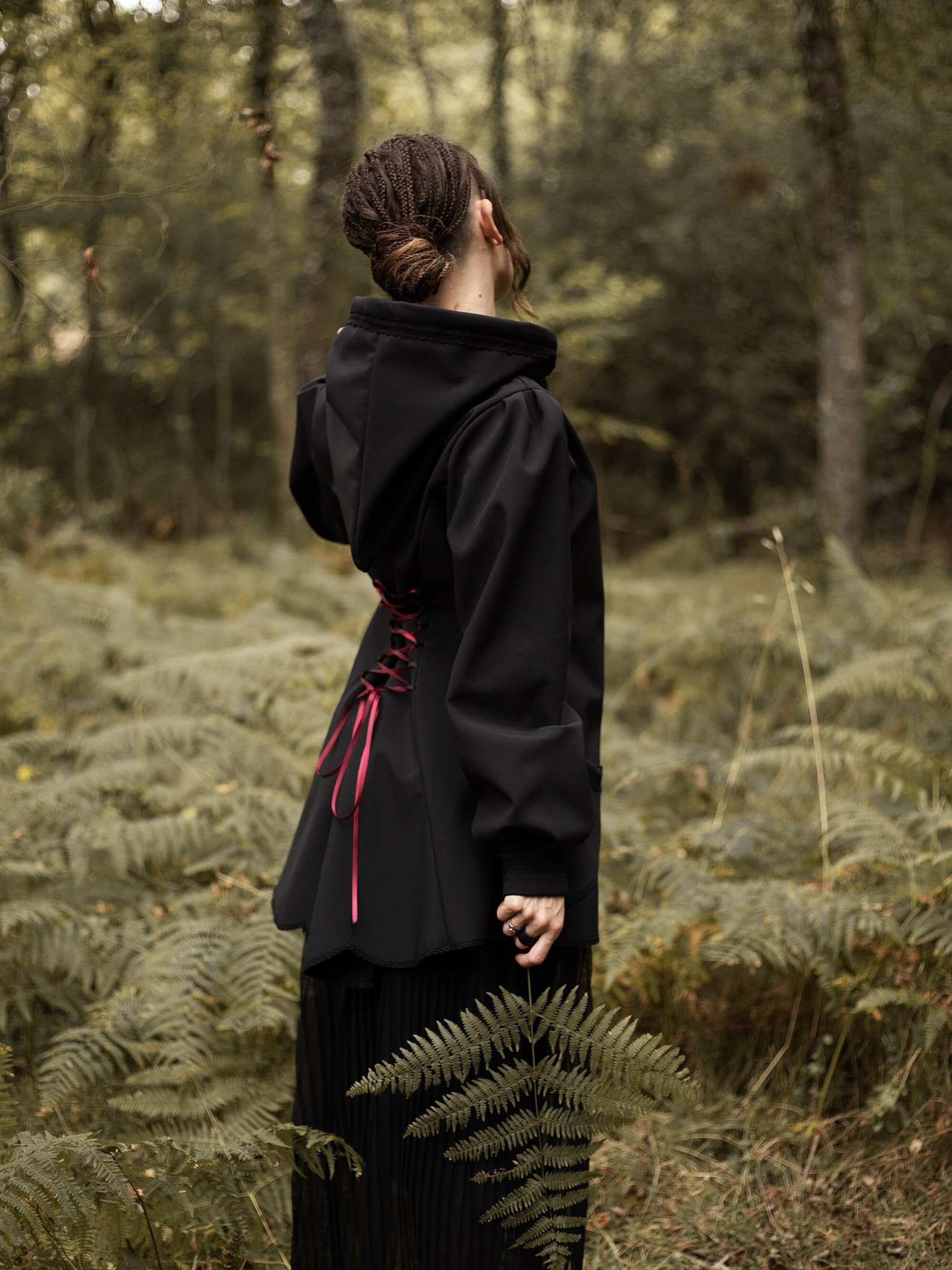 Black Witchy Gothic Raincoat/ Fairy Hood /fleece Interior/ Elf Jacket ...
