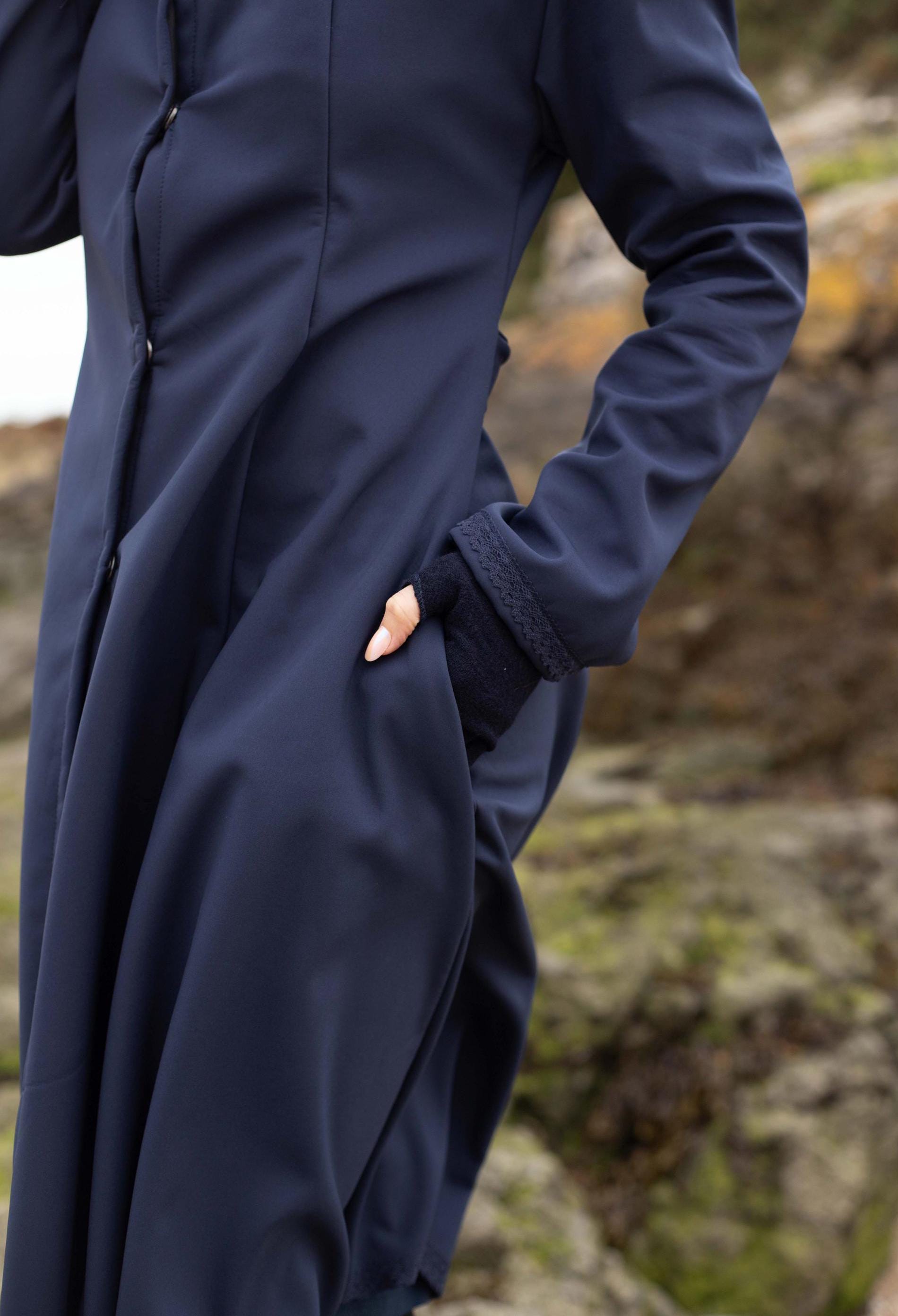 Long Hooded Raincoat, Blue Rain Jacket, Victorian Rain Coat ...