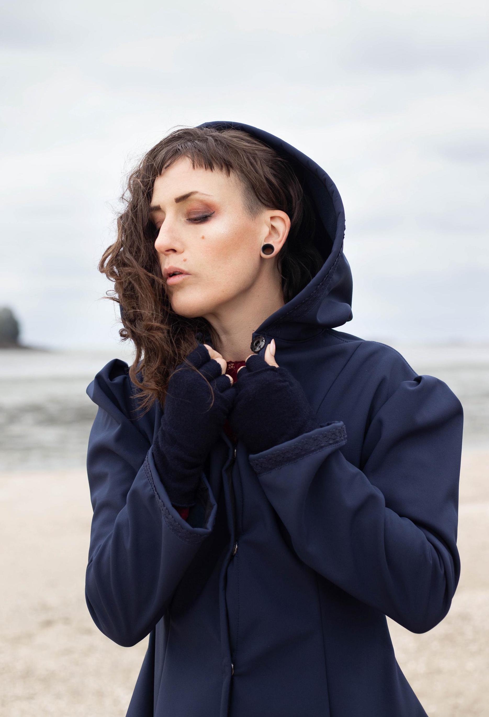 Long Hooded Raincoat, Blue Rain Jacket, Victorian Rain Coat ...