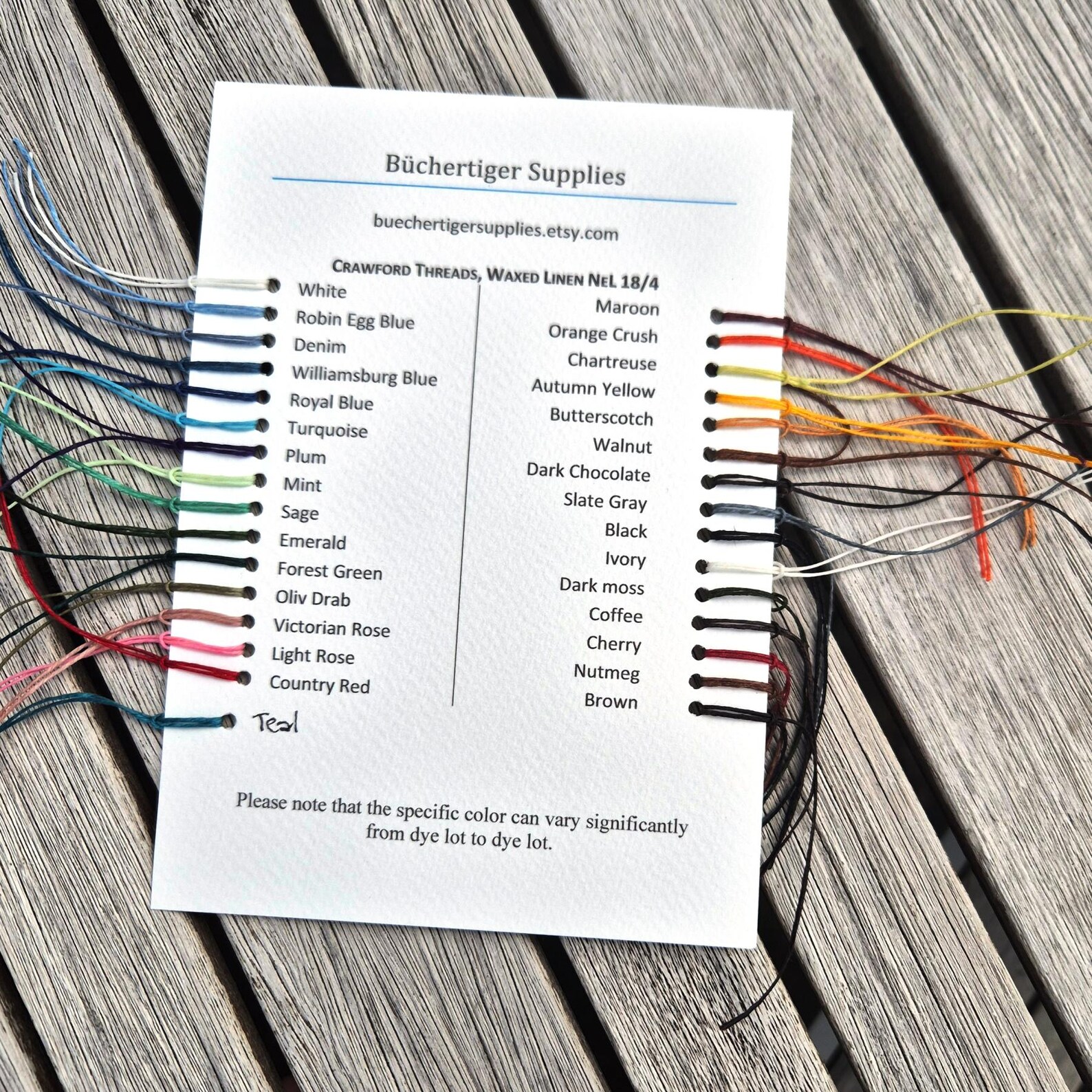 Color Chart for Linen Thread - Etsy