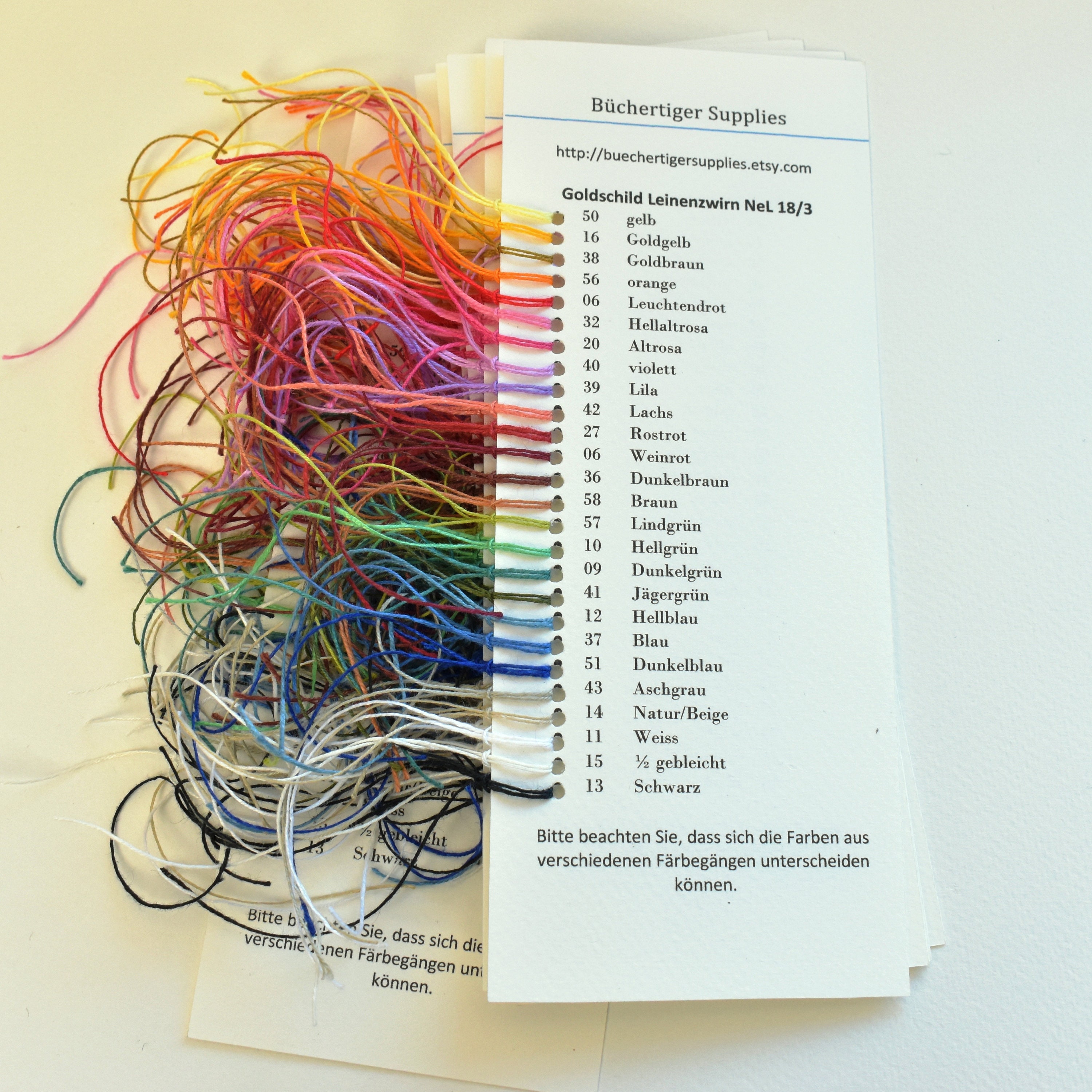 Color Chart for Linen Thread - Etsy UK