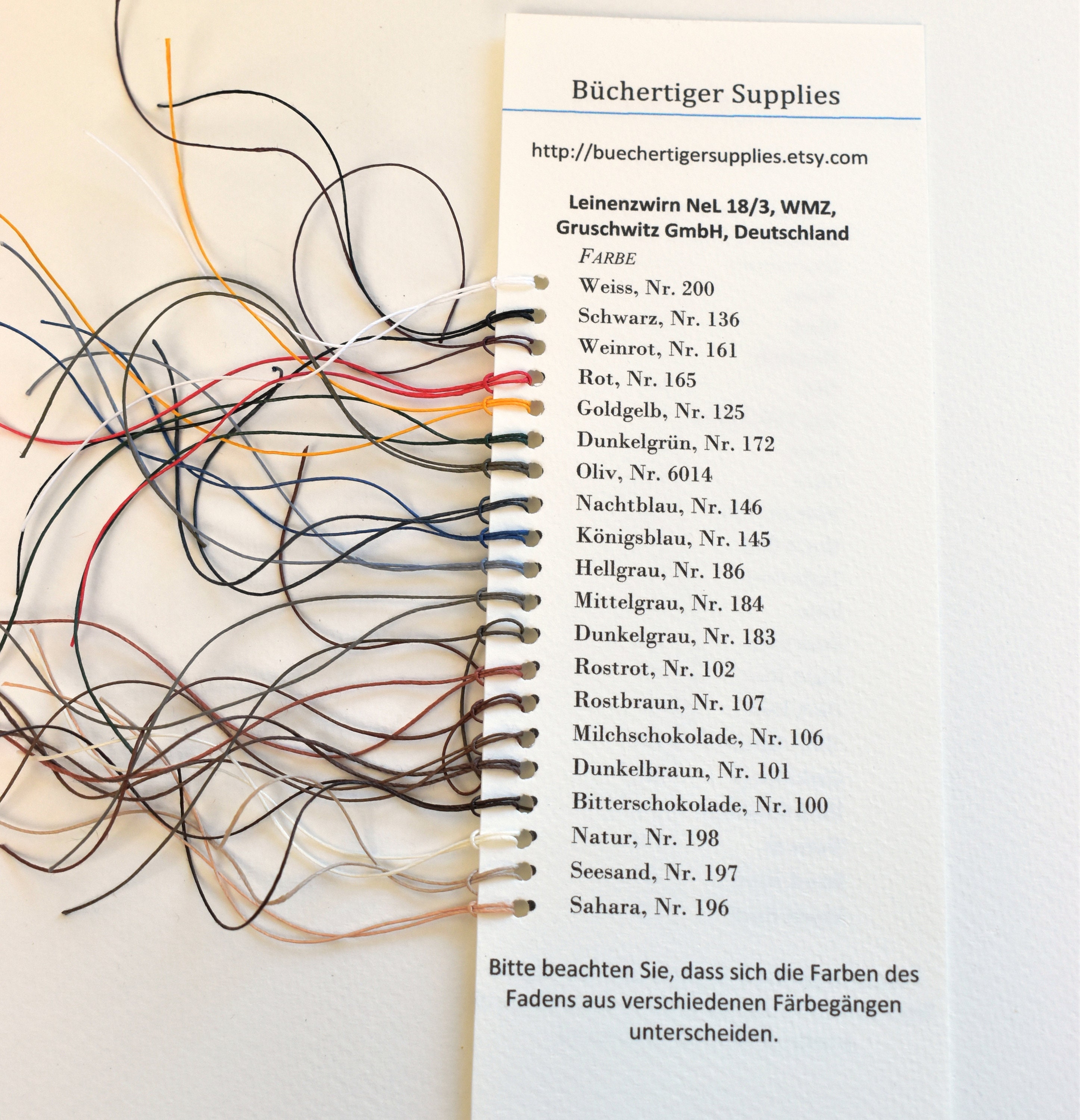 Color Chart for Linen Thread - Etsy UK