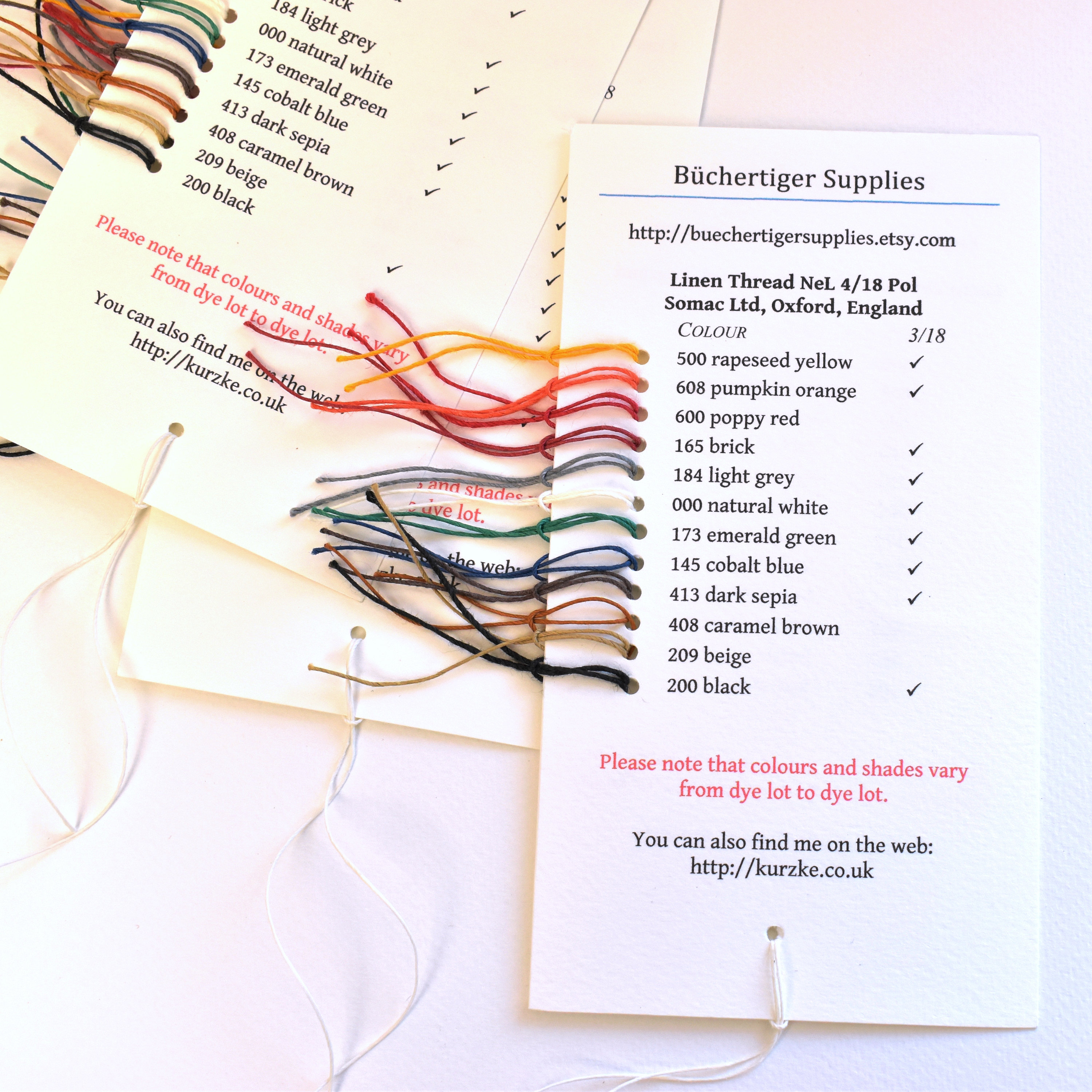 Color Chart for Linen Thread - Etsy UK