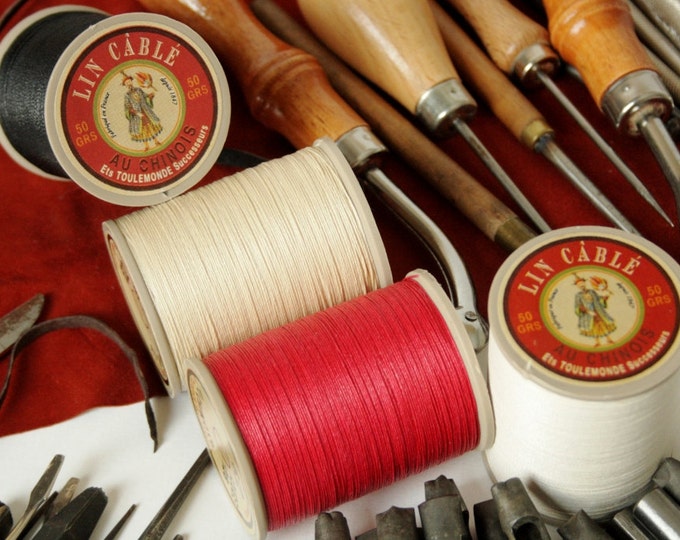 50g Spool of French Corded Waxed Linen Thread, Fil Au Chinois Lin Cable ...