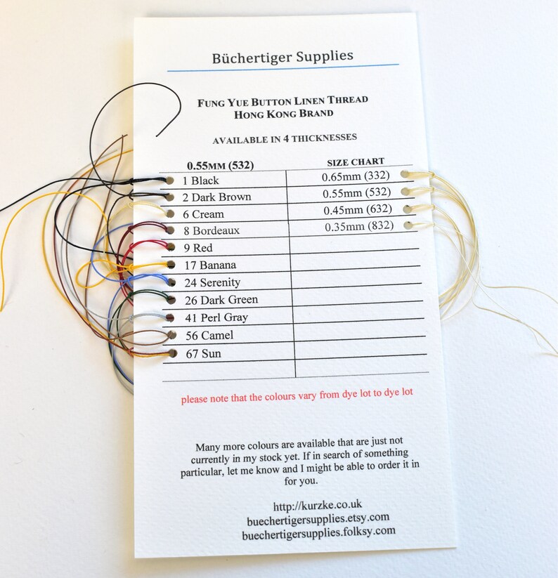 Color Chart for Linen Thread - Etsy UK