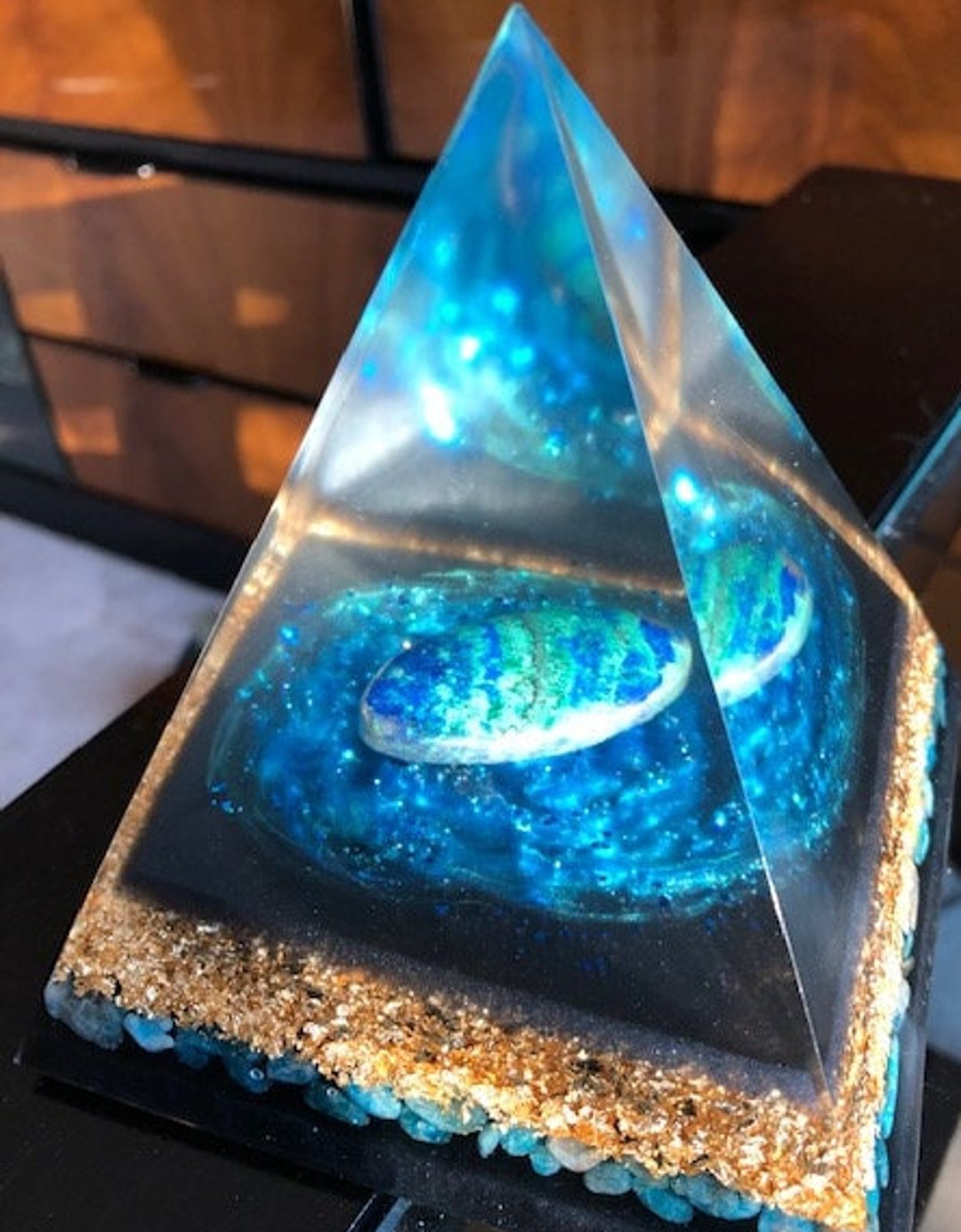 Buy Xlarge Azurite Malachite Pyramid Galaxy Pyramid Nebula Orgonite ...