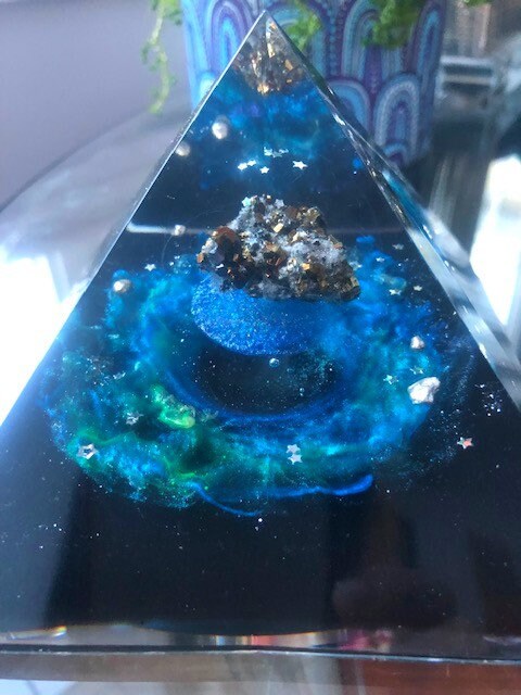 XL Large Pyramid Golden Pyrite Galaxy Pyramid Nebula Orgonite - Etsy