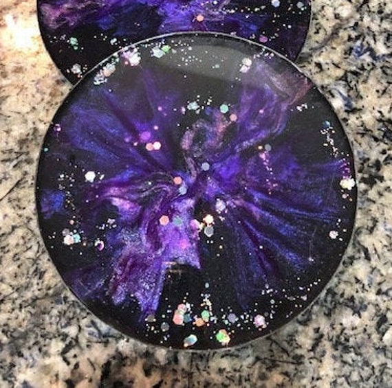 Galaxy inspired 3 dimensional Art resin coasters Galaxy Nebula | Etsy
