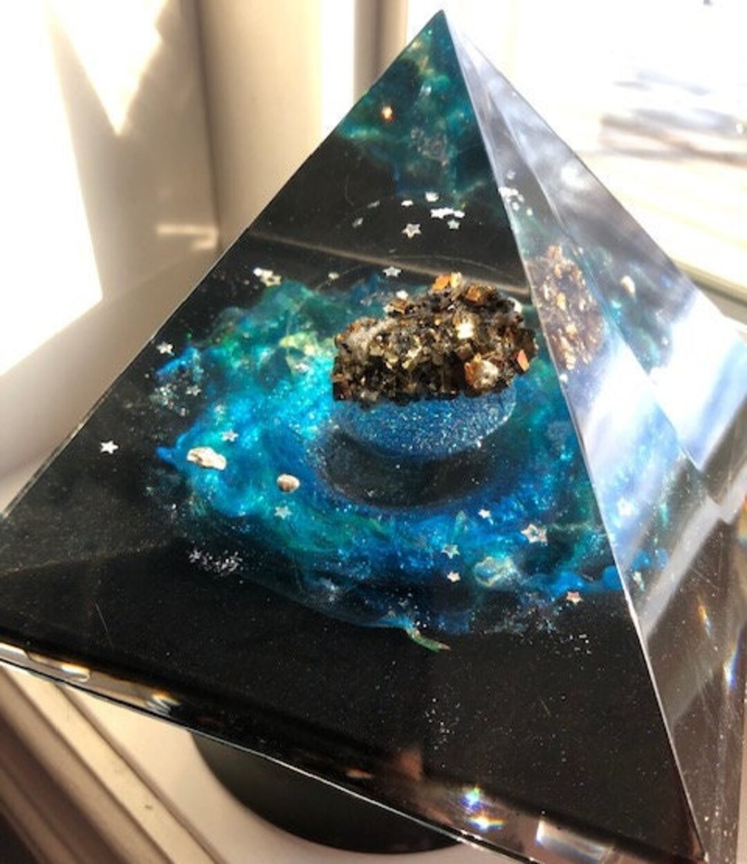 XL Large Pyramid Golden Pyrite Galaxy Pyramid Nebula Orgonite - Etsy